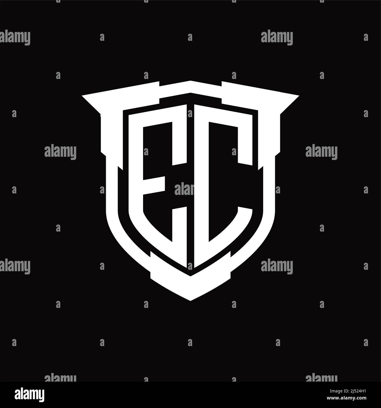 EC Logo monogram letter with shield shape design template Stock Vector ...