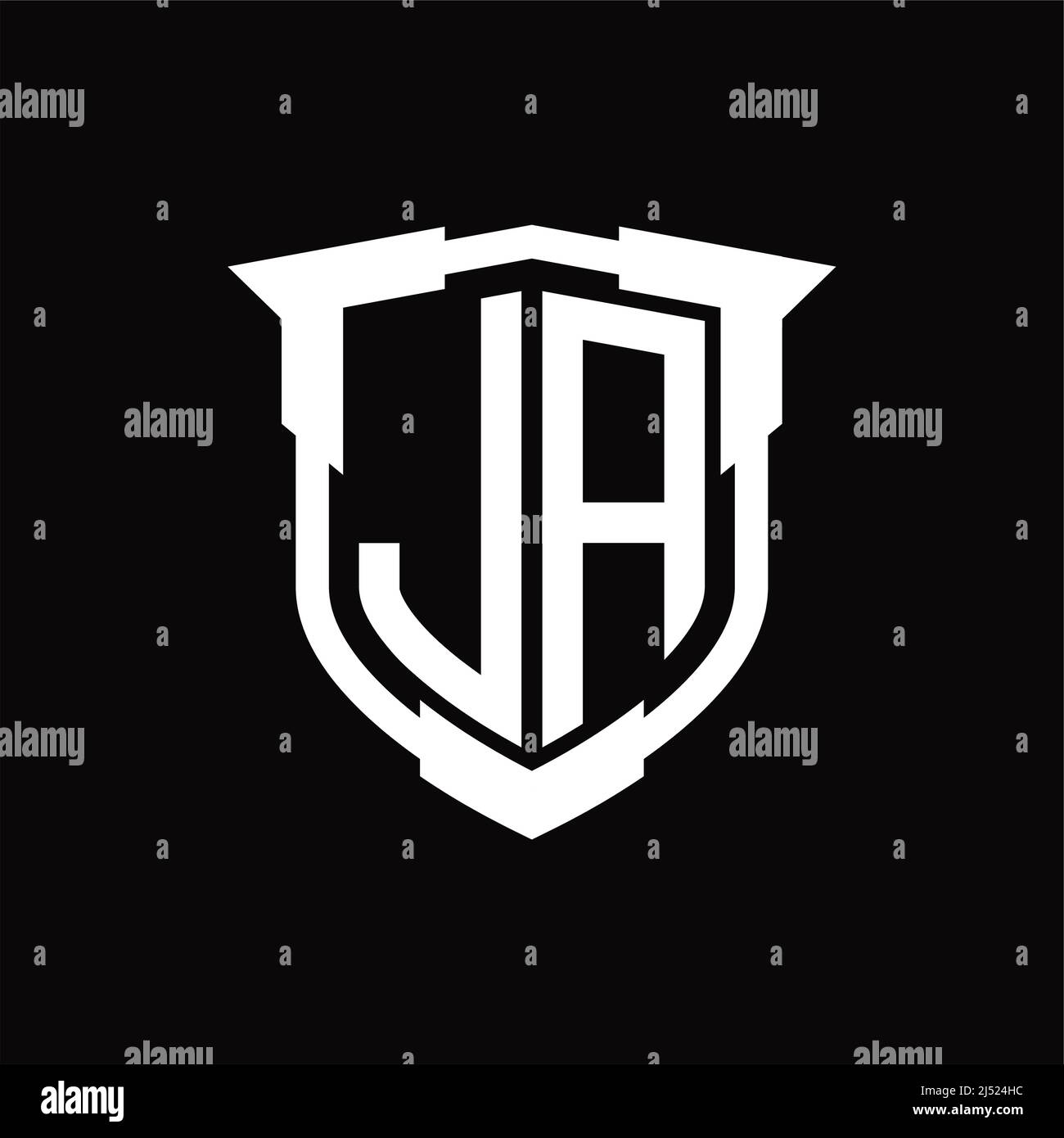 JA Logo monogram letter with shield shape design template Stock Vector ...