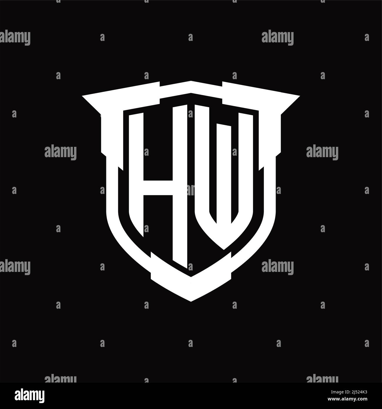 HW Logo monogram letter with shield shape design template Stock Vector ...