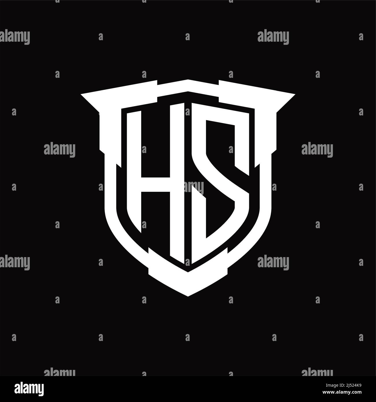 HS Logo monogram letter with shield shape design template Stock Vector ...