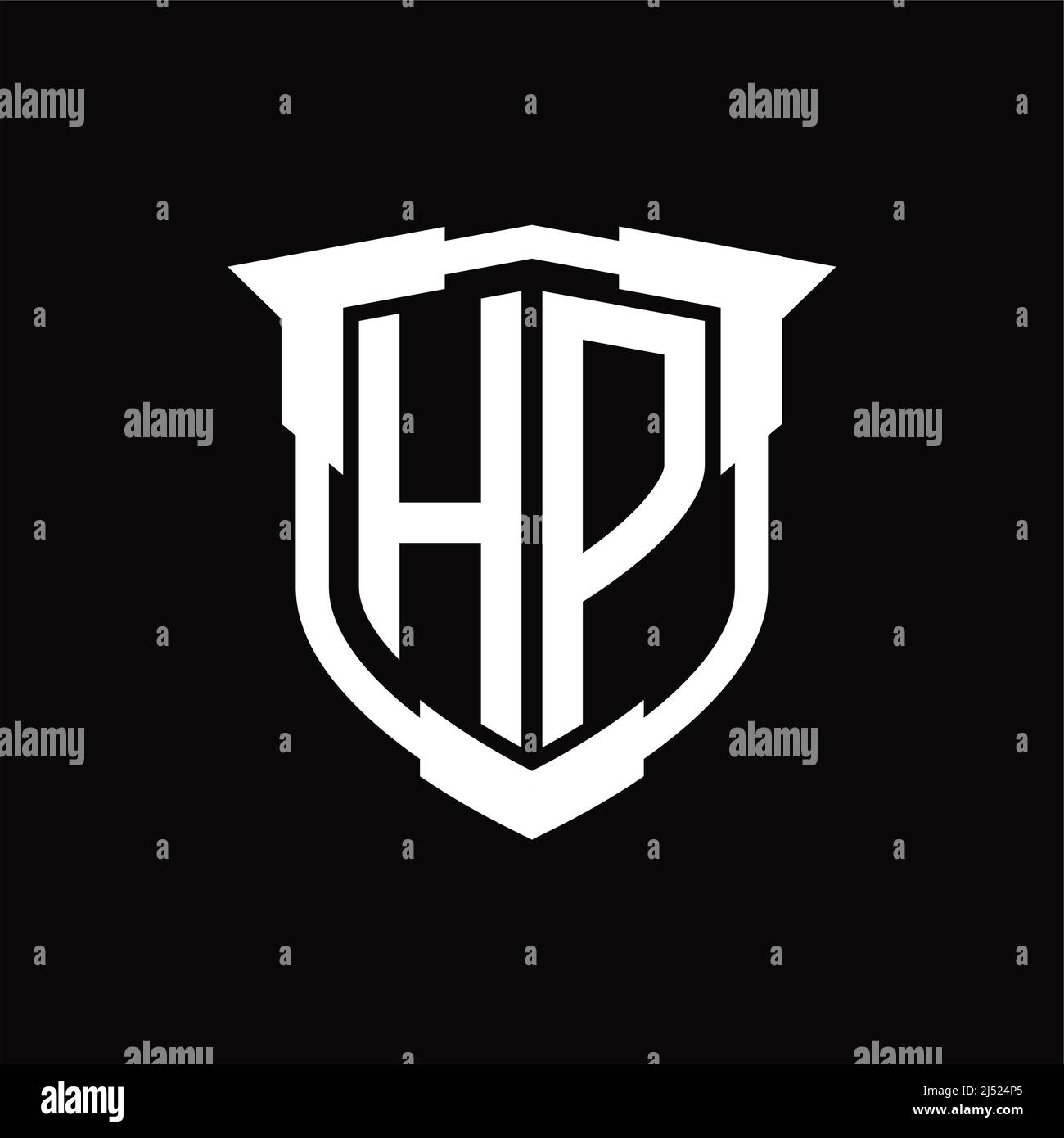 HP Logo monogram letter with shield shape design template Stock Vector ...