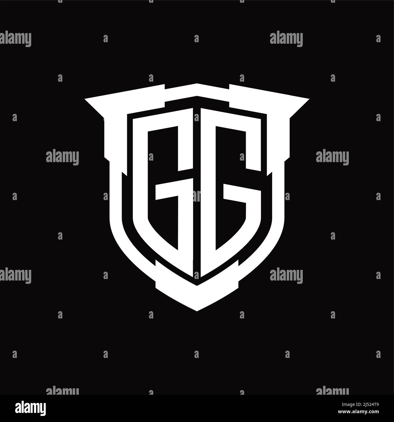 GG Logo monogram letter with shield shape design template Stock Vector ...