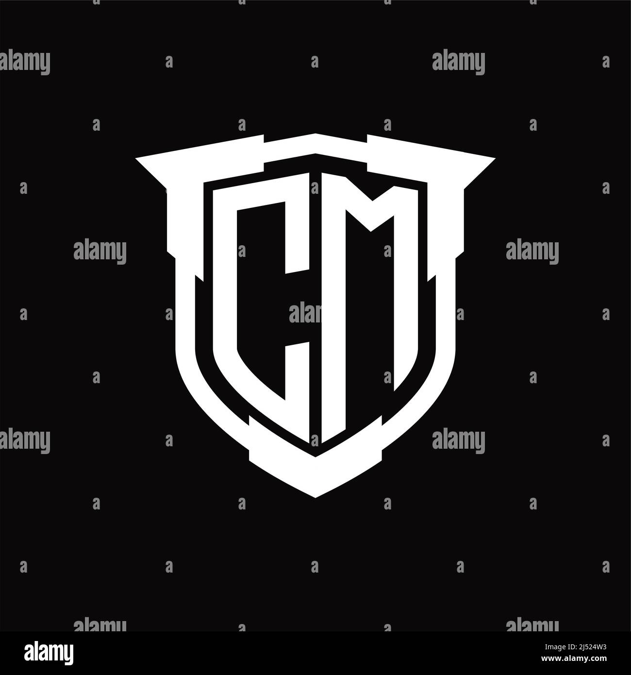 CM Logo monogram letter with shield shape design template Stock Vector ...