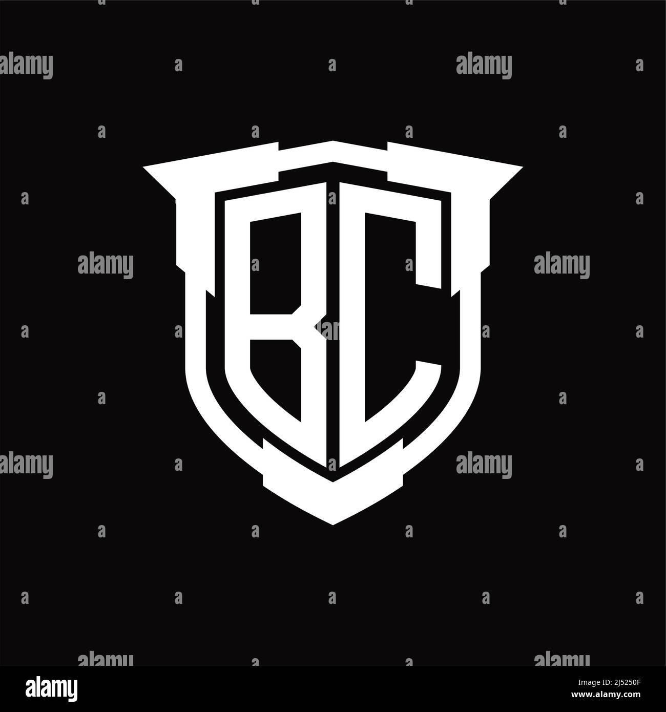 BC Logo monogram letter with shield shape design template Stock Vector ...