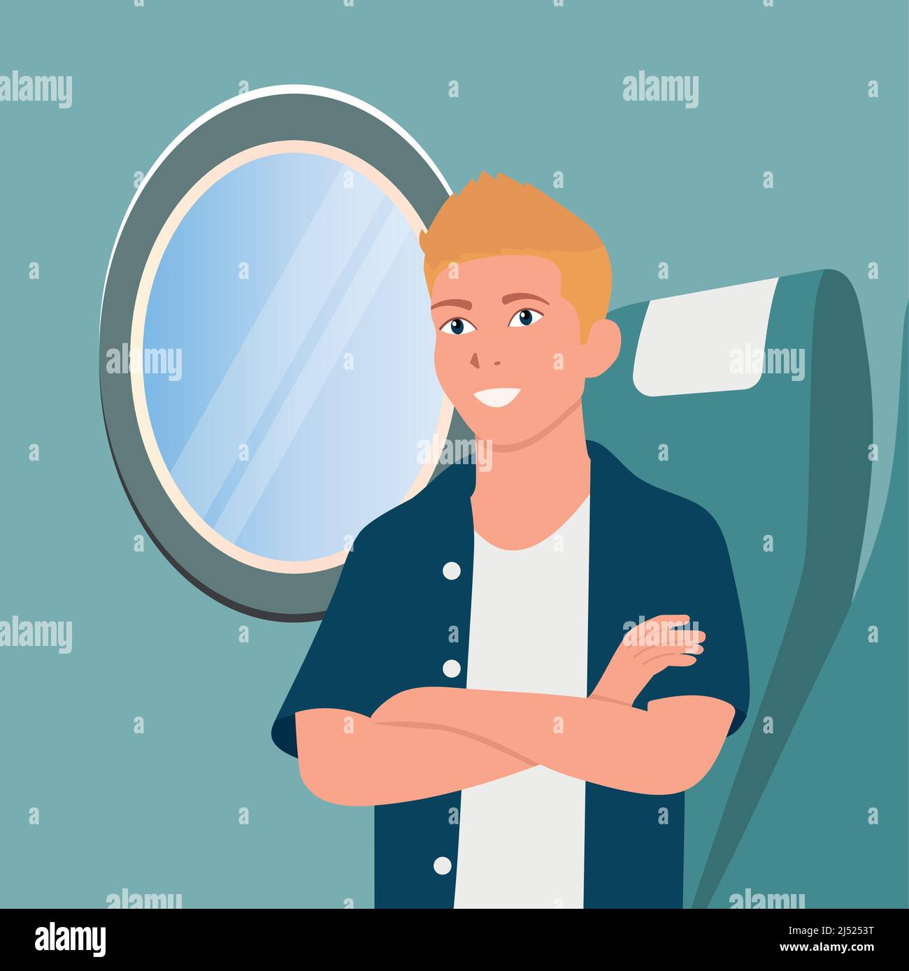Man sitting in plane seat Stock Vector Images - Alamy