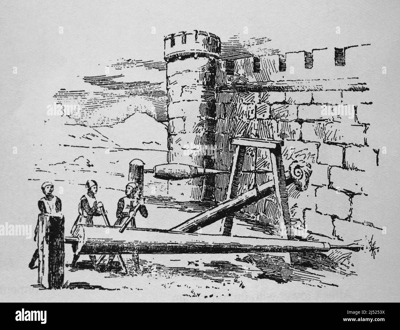 Middle Ages. Crusades. Battering Rams. 11th century. Engraving, 19th ...