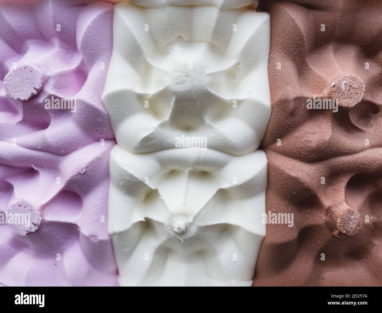 Textured surface of ice cream. Top view background of strawberry ...