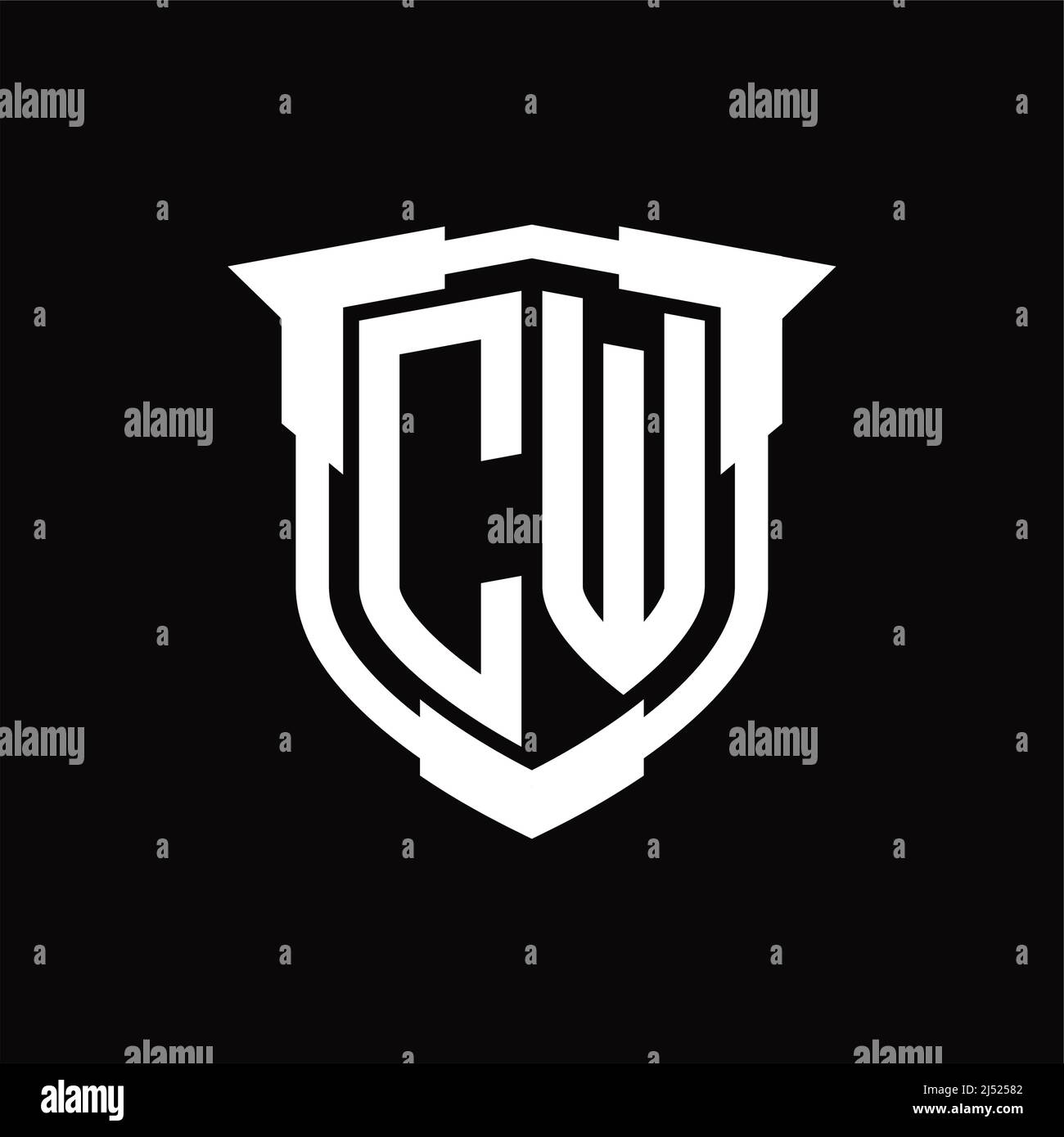 CW Logo monogram letter with shield shape design template Stock Vector ...