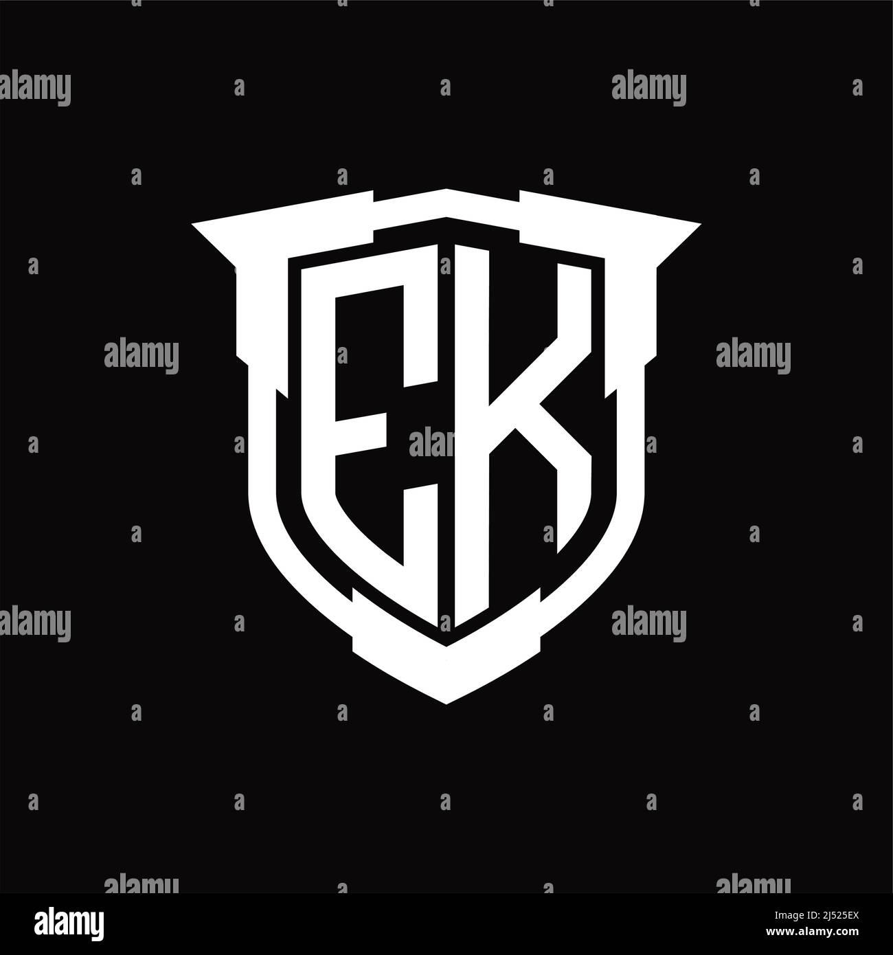 EK Logo monogram letter with shield shape design template Stock Vector ...