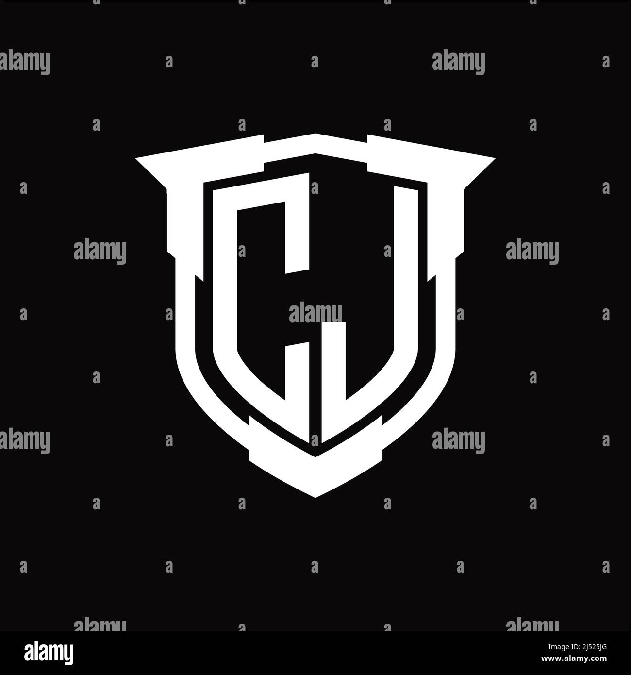 CJ Logo monogram letter with shield shape design template Stock Vector ...