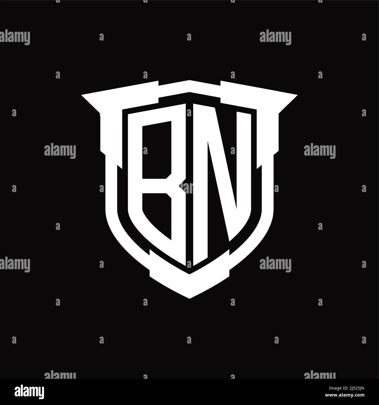 BN Logo monogram letter with shield shape design template Stock Vector ...