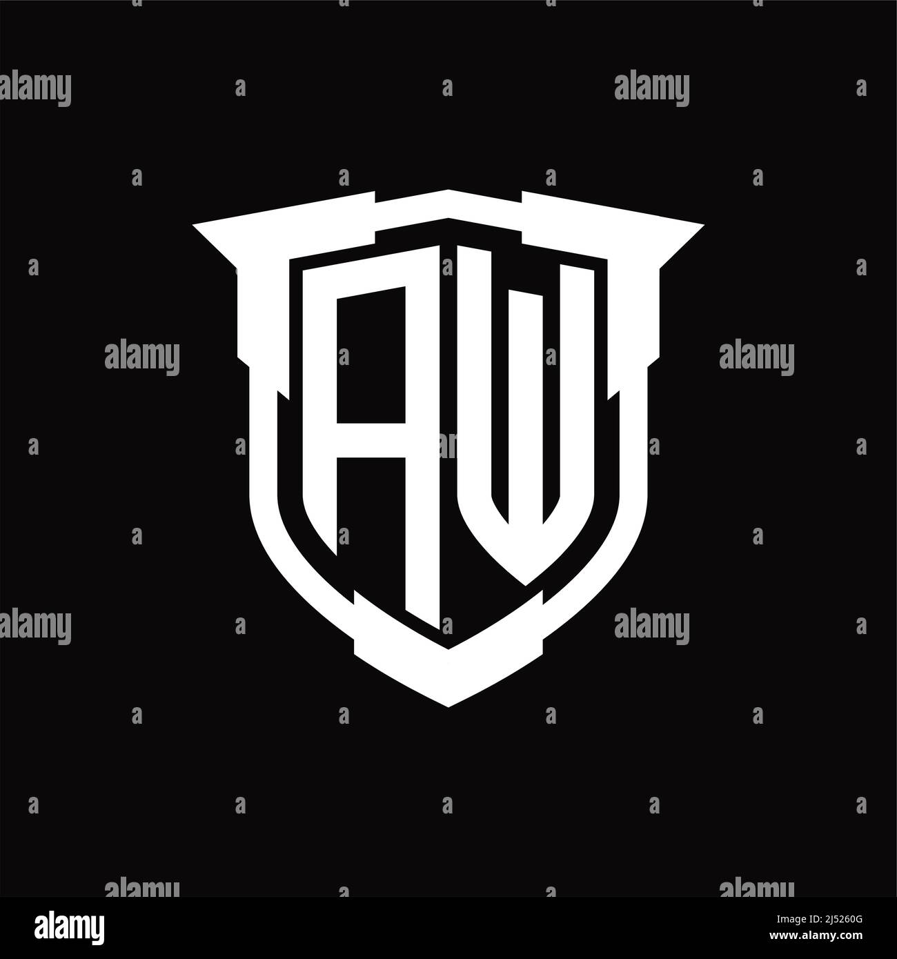 AW Logo monogram letter with shield shape design template Stock Vector ...