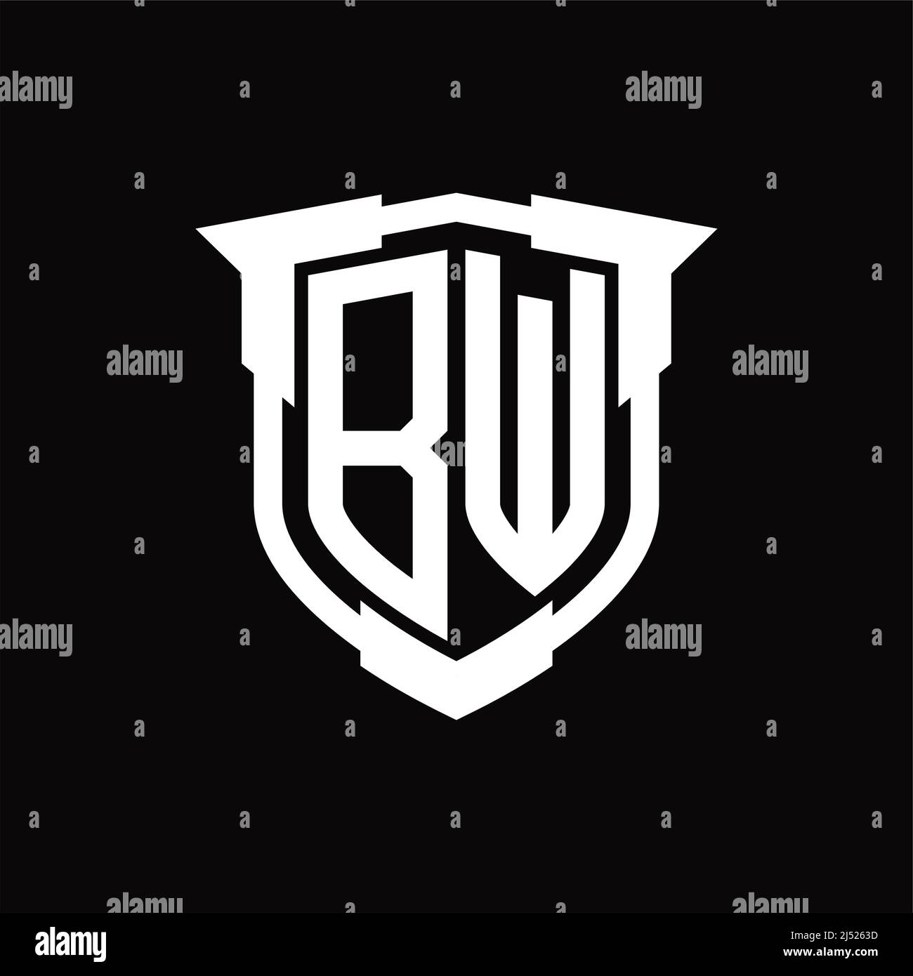 BW Logo monogram letter with shield shape design template Stock Vector ...