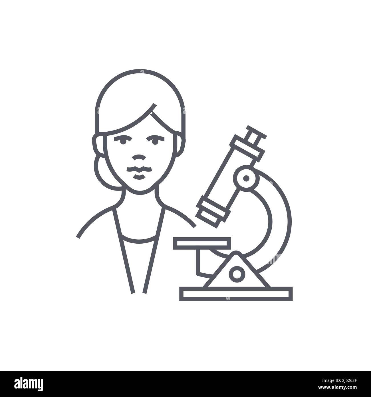 Woman in the laboratory - modern black line design style icon Stock ...