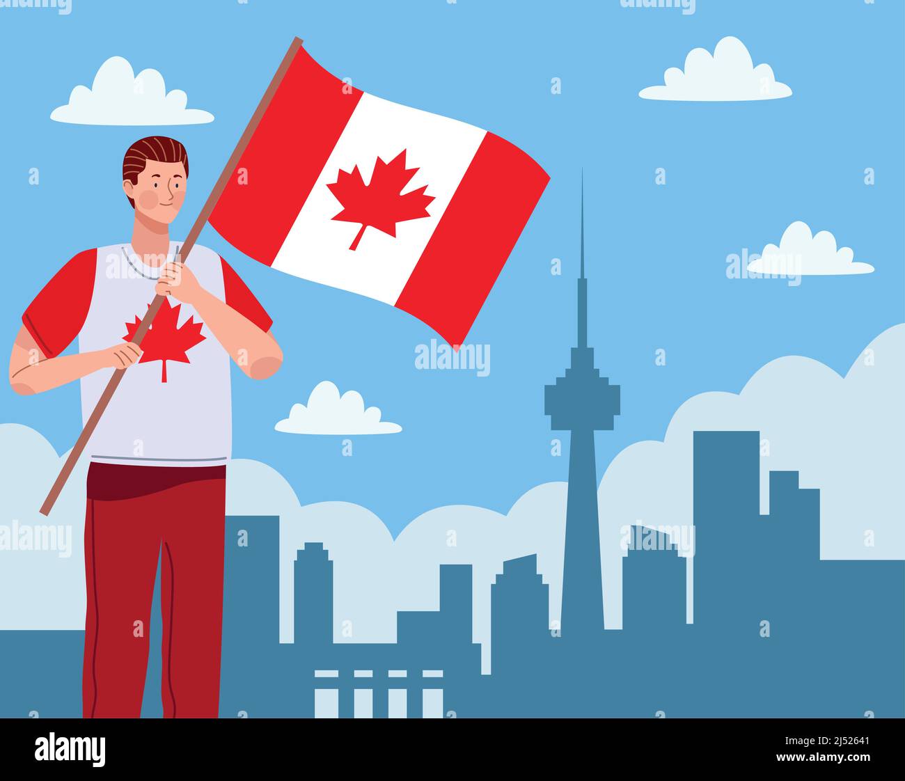 man waving canada flag scene Stock Vector Image & Art - Alamy