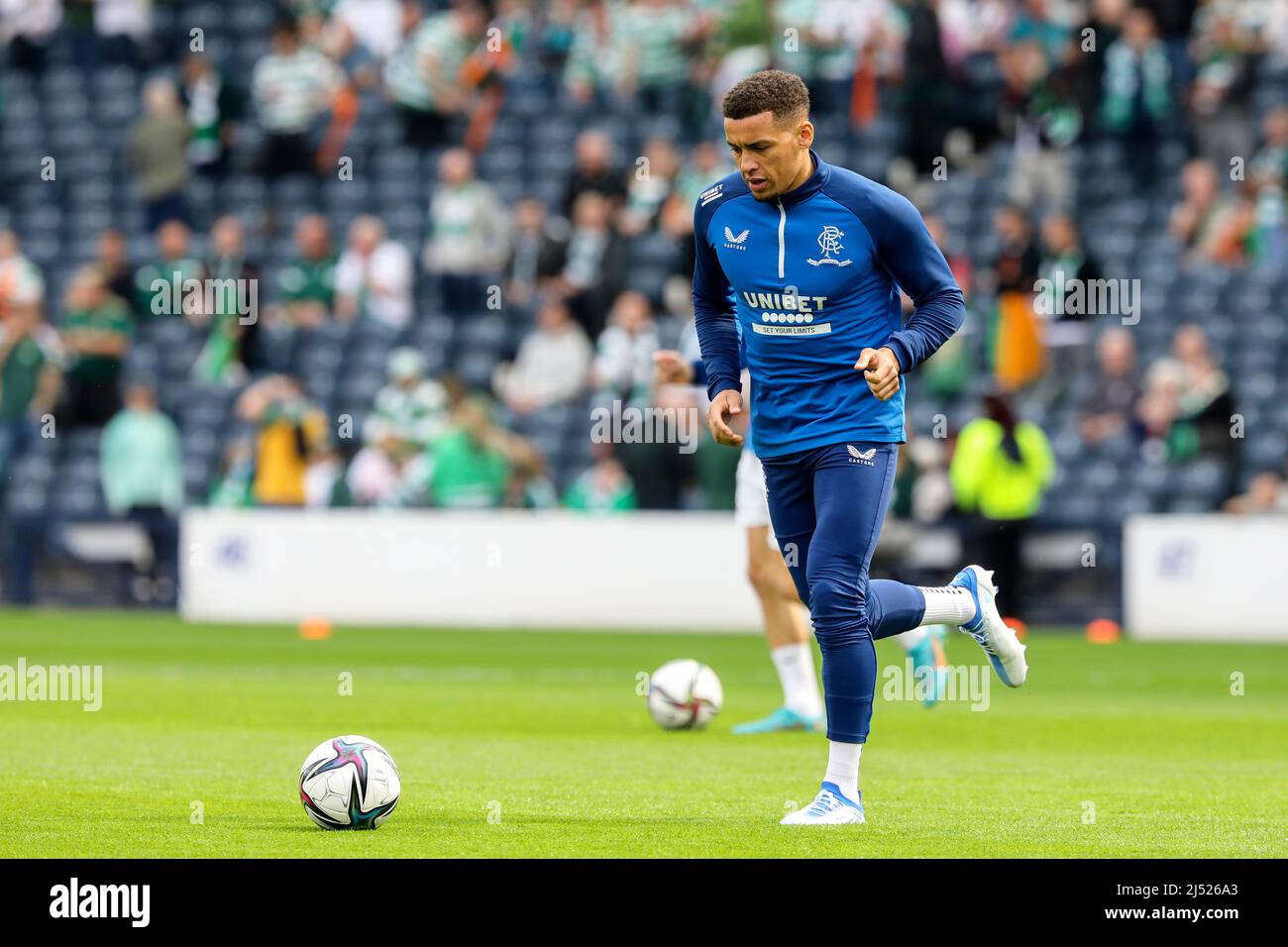 James Tavernier, captain of Rangers FC, Glasgow, training and warm up ...