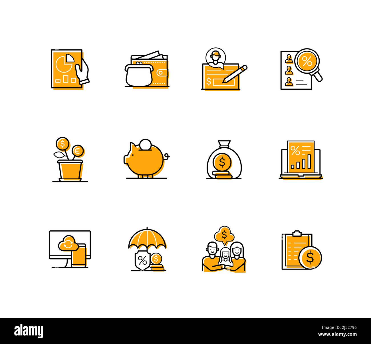 Money accumulation - modern line design style icons set Stock Vector ...