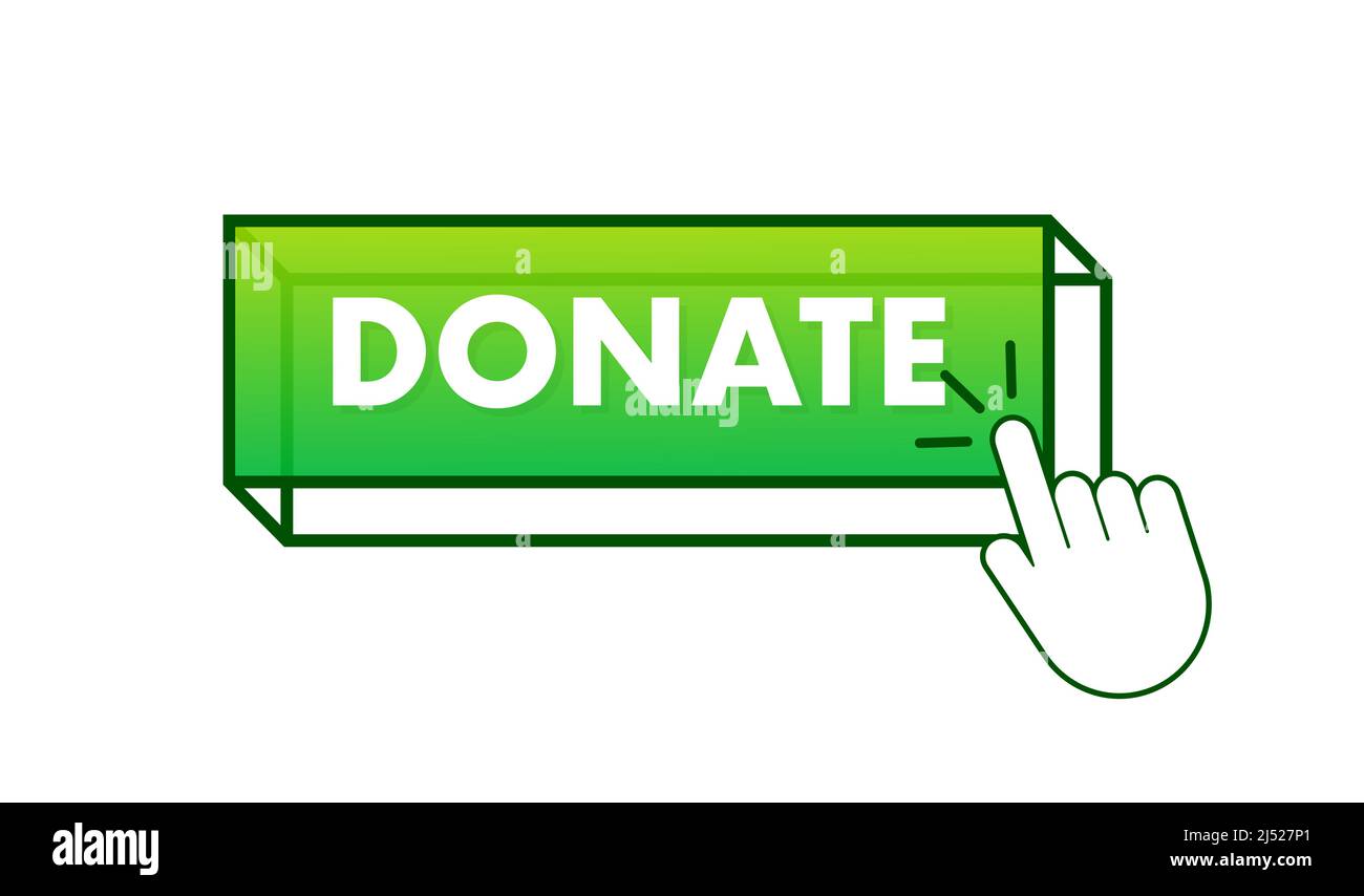Donate with cursor button. Internet icon. Pointer click icon. Vector stock illustration Stock ...