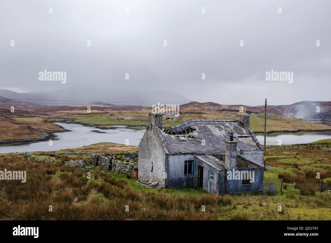 Abandoned and unmaintained house in Balallan, Isle of Lewis, Scotland ...