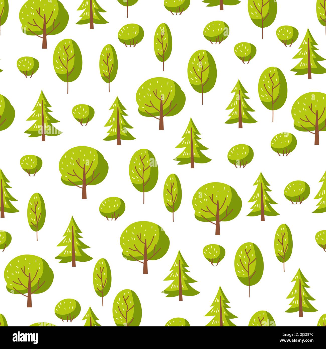 Spring or summer seamless pattern with stylized trees. Natural ...