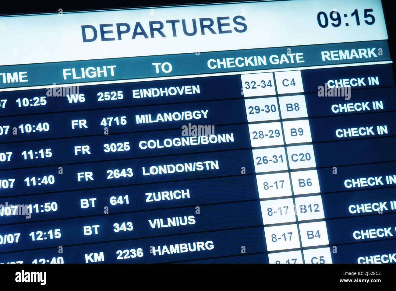 Closeup of a LED flight information display in an airport Stock Photo ...