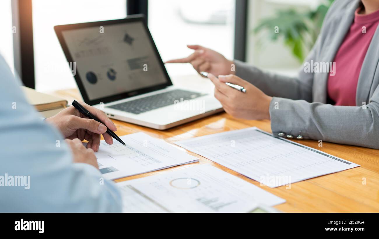 Business negotiation concept the business dealer elaborating the ...