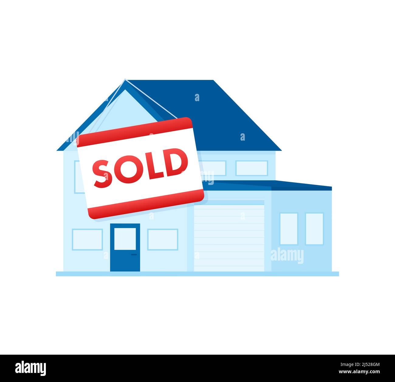 Sold house. Sold signboard. Business concept. Vector stock illustration ...