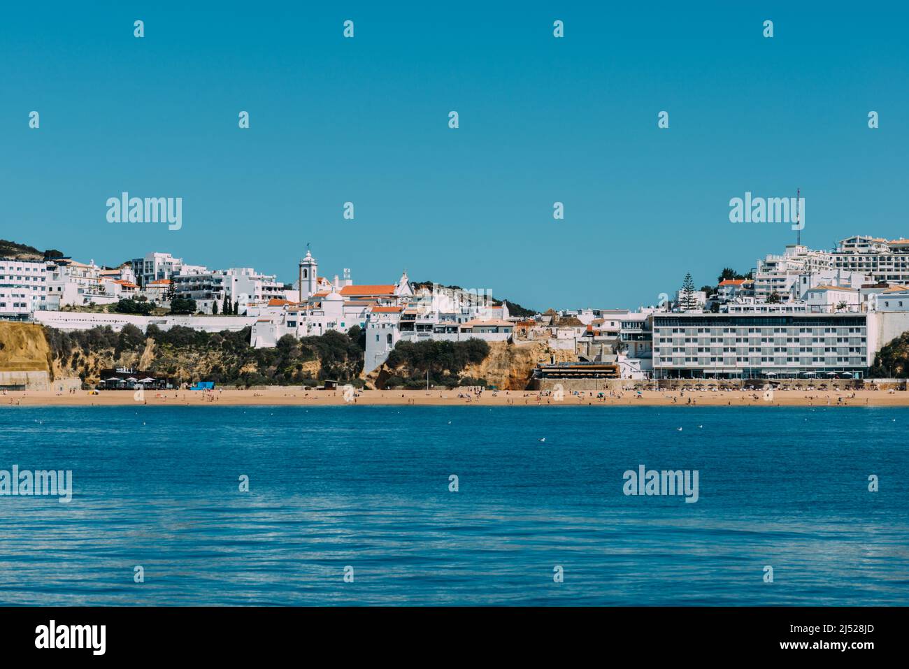 Ocean coast and Oura beach (Praia da Oura). Albufeira, Algarve ...