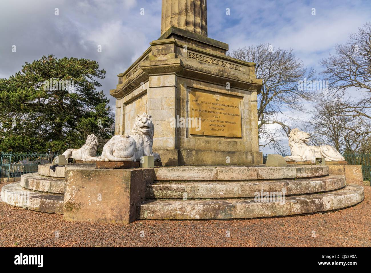 The Lion statues of the Tenantry Column at Alnwick, Northumberland ...