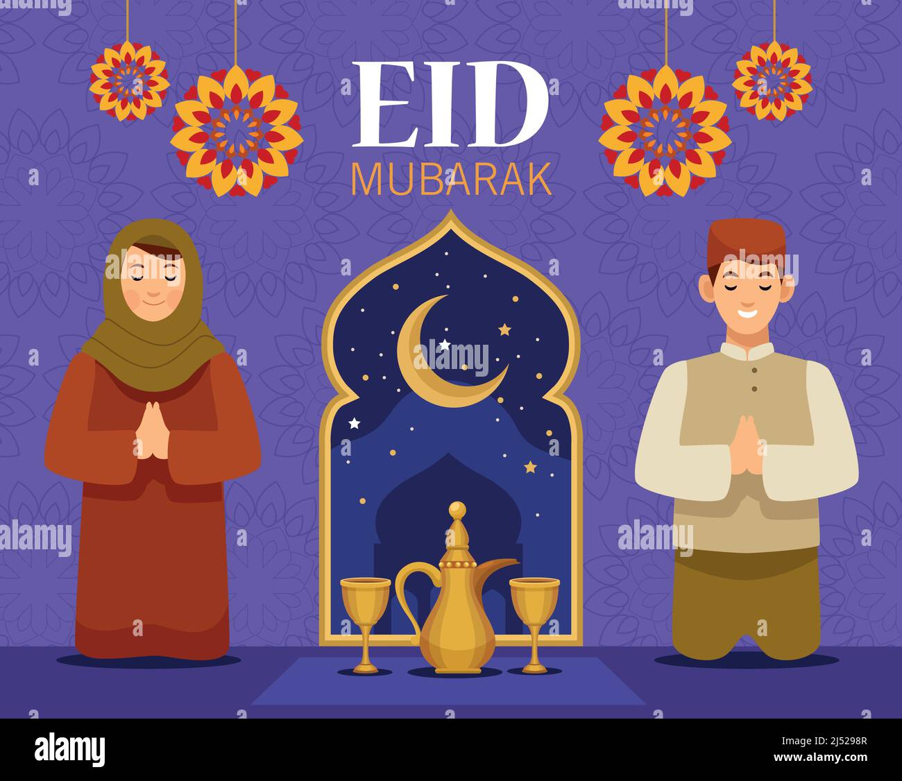 happy eid mubarak postcard Stock Vector Image & Art - Alamy