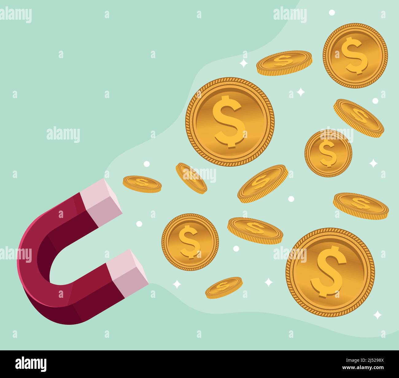 magnet with coins money Stock Vector Image & Art - Alamy