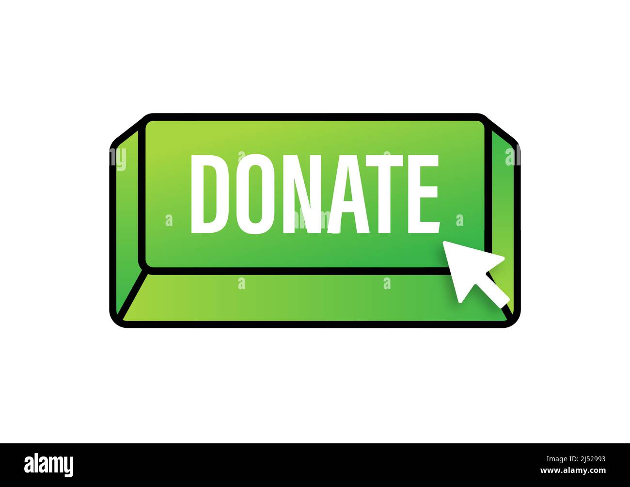 Donate with cursor button. Internet icon. Pointer click icon. Vector ...