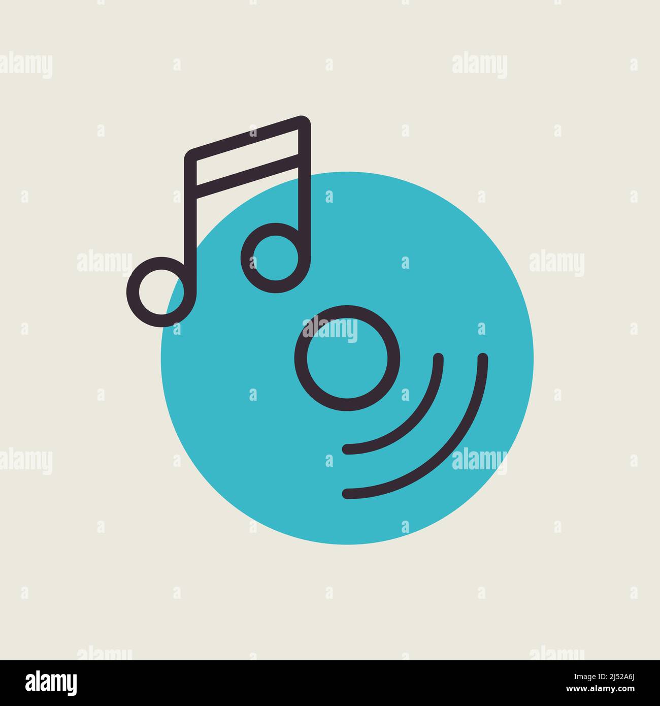 Disc and music note flat vector icon. Music sign. Graph symbol for music and sound web site and ...