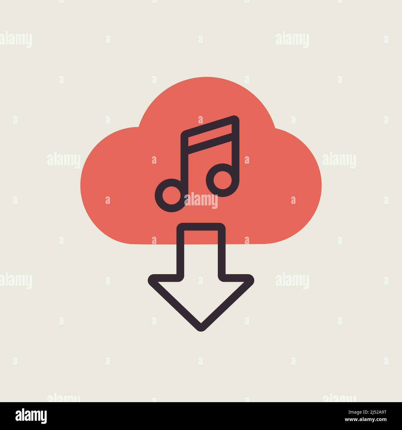 Cloud download music icon flat vector icon. Music sign. Graph symbol ...