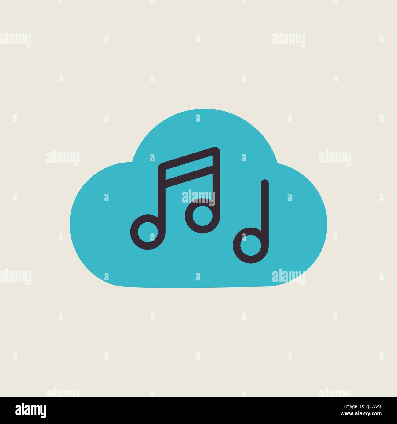 Music note cloud sound flat vector icon. Music sign. Graph symbol for ...