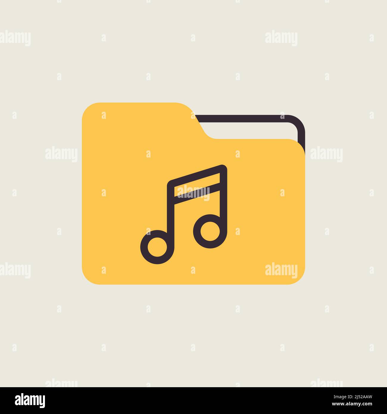 File folder with music note flat vector icon. Music sign. Graph symbol ...