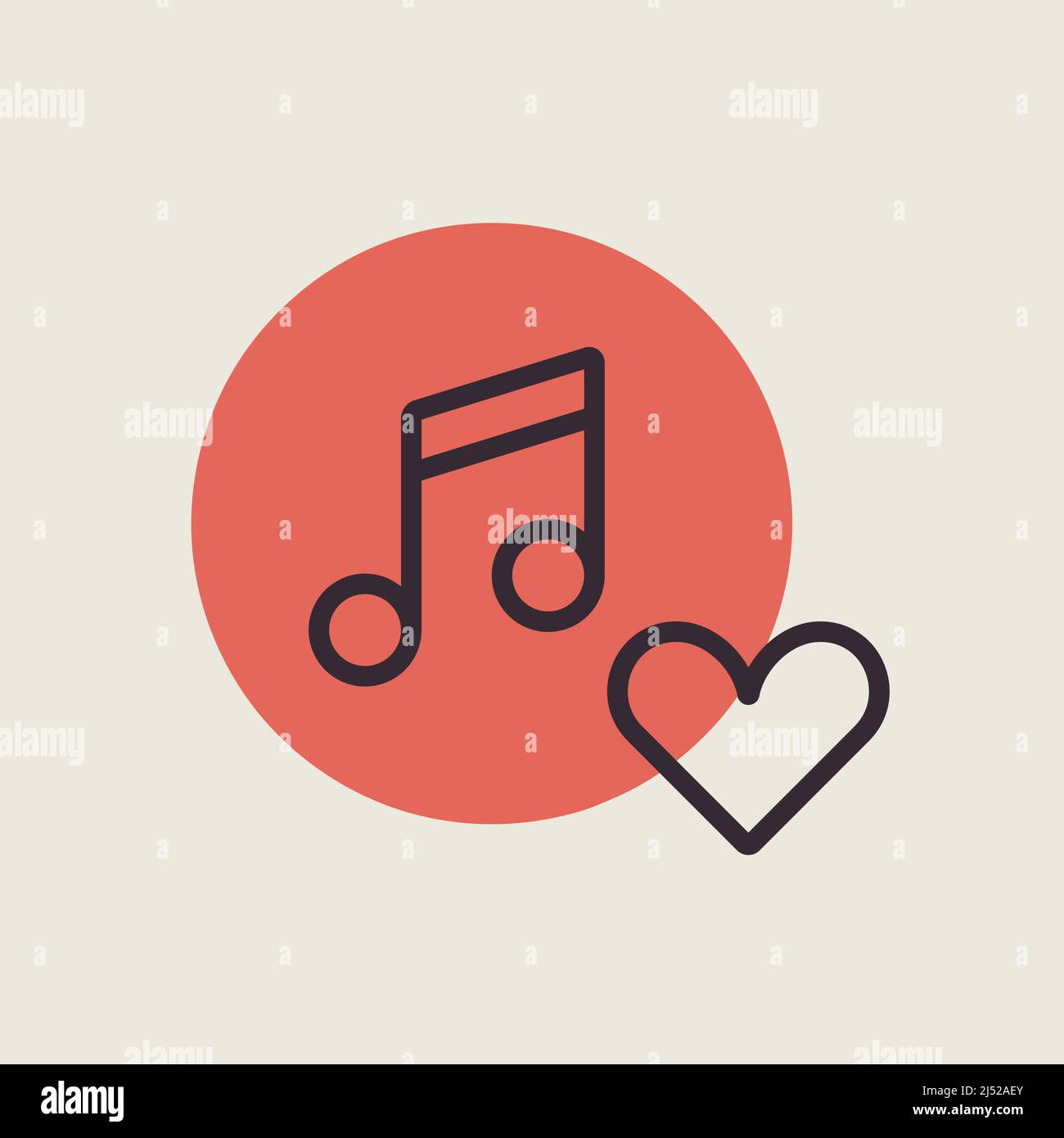 Musical note flat icon and favorite, like, love, care symbol. Like ...