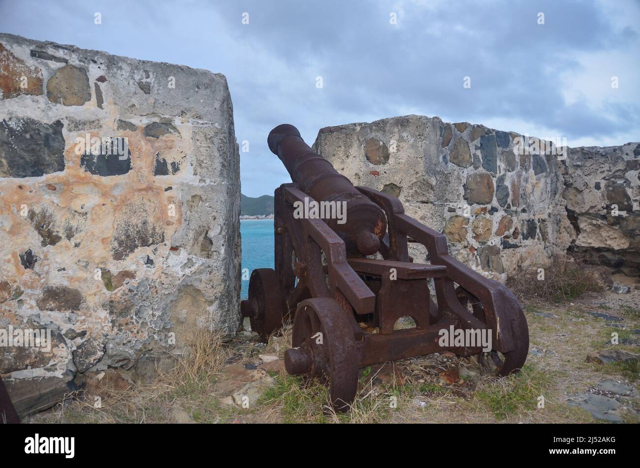 A cannon protecting Caribbean fort Stock Photo - Alamy