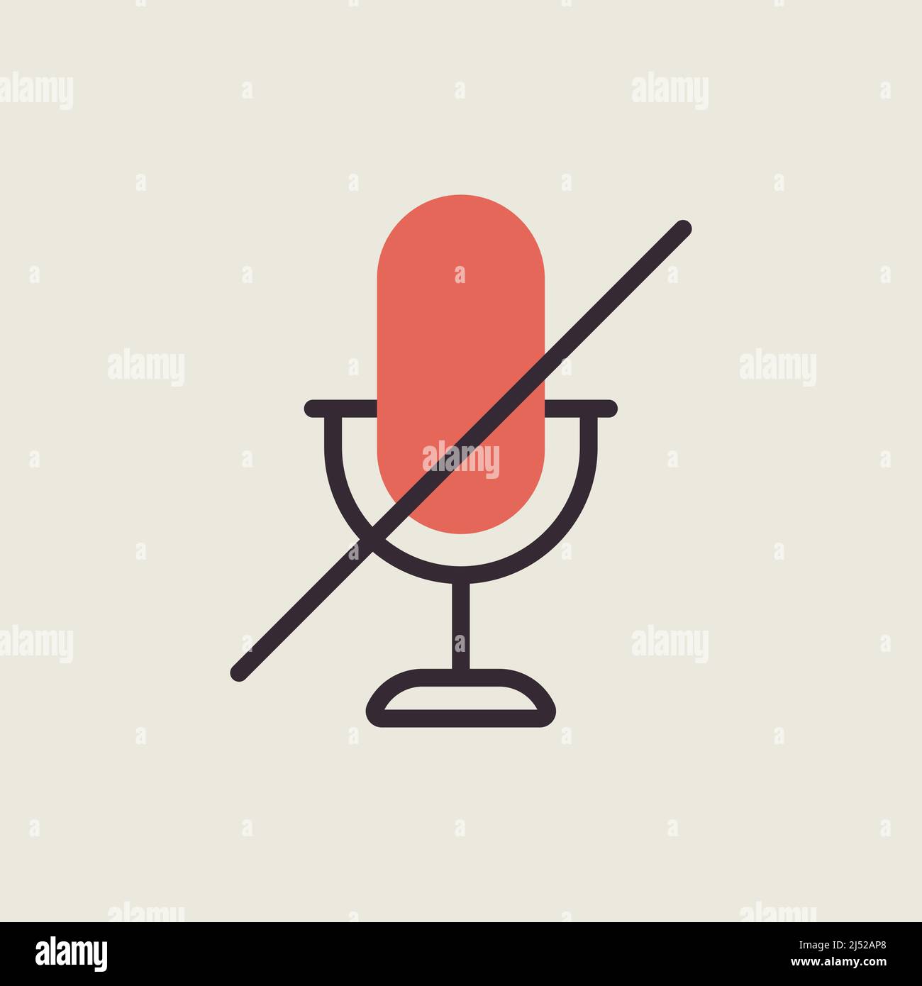 Microphone, mic mute isolated vector icon. Music sign. Graph symbol for ...