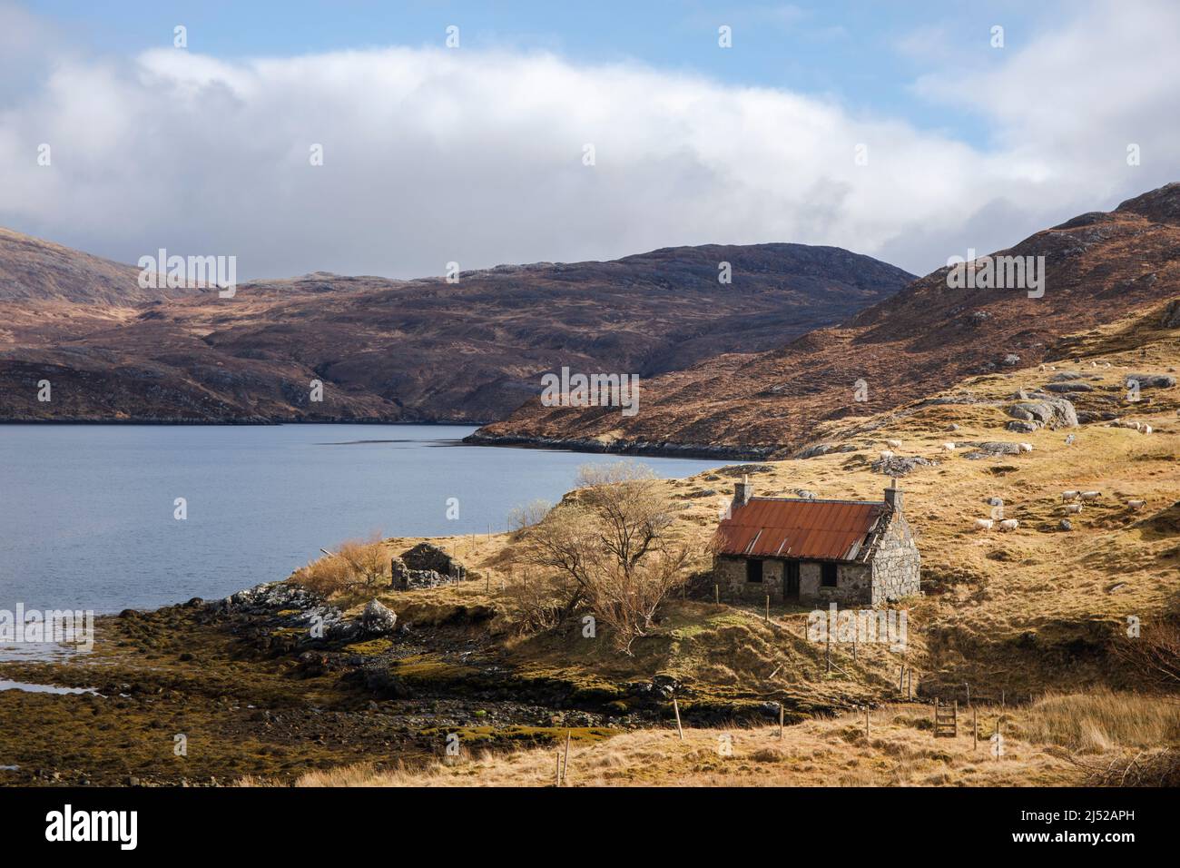 Abandoned and unmaintained house on shore of Loch Mharaig, Isle of ...