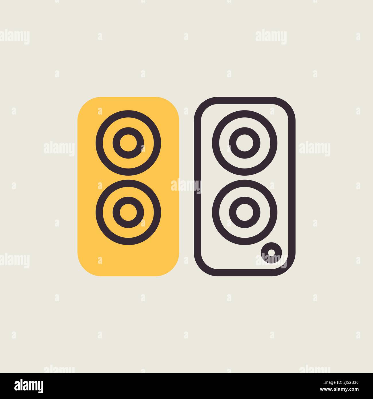 Two acoustic speaker vector icon. Graph symbol for music and sound web ...