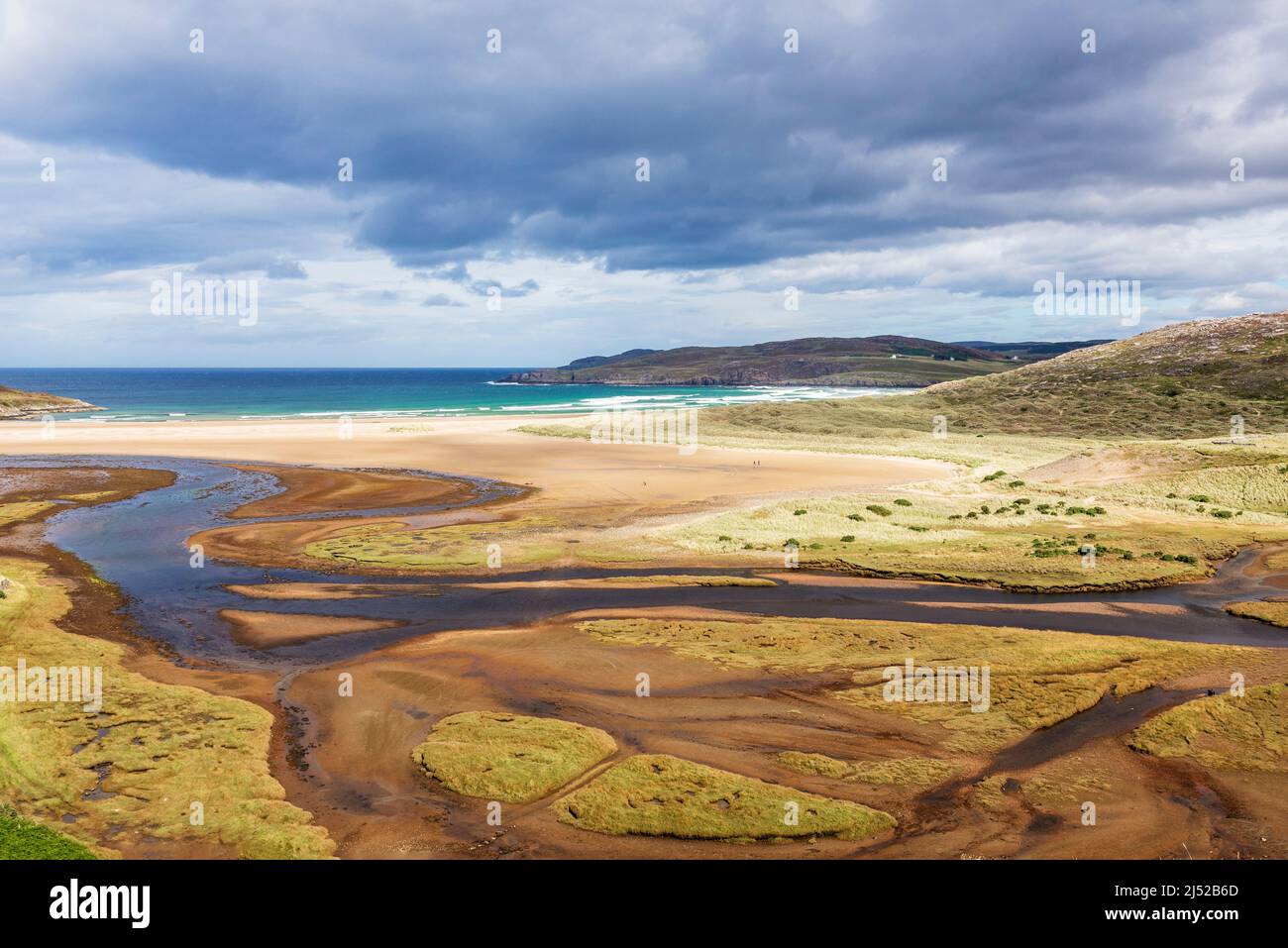 Overlooking the River Borgie as it winds across the large, deserted ...
