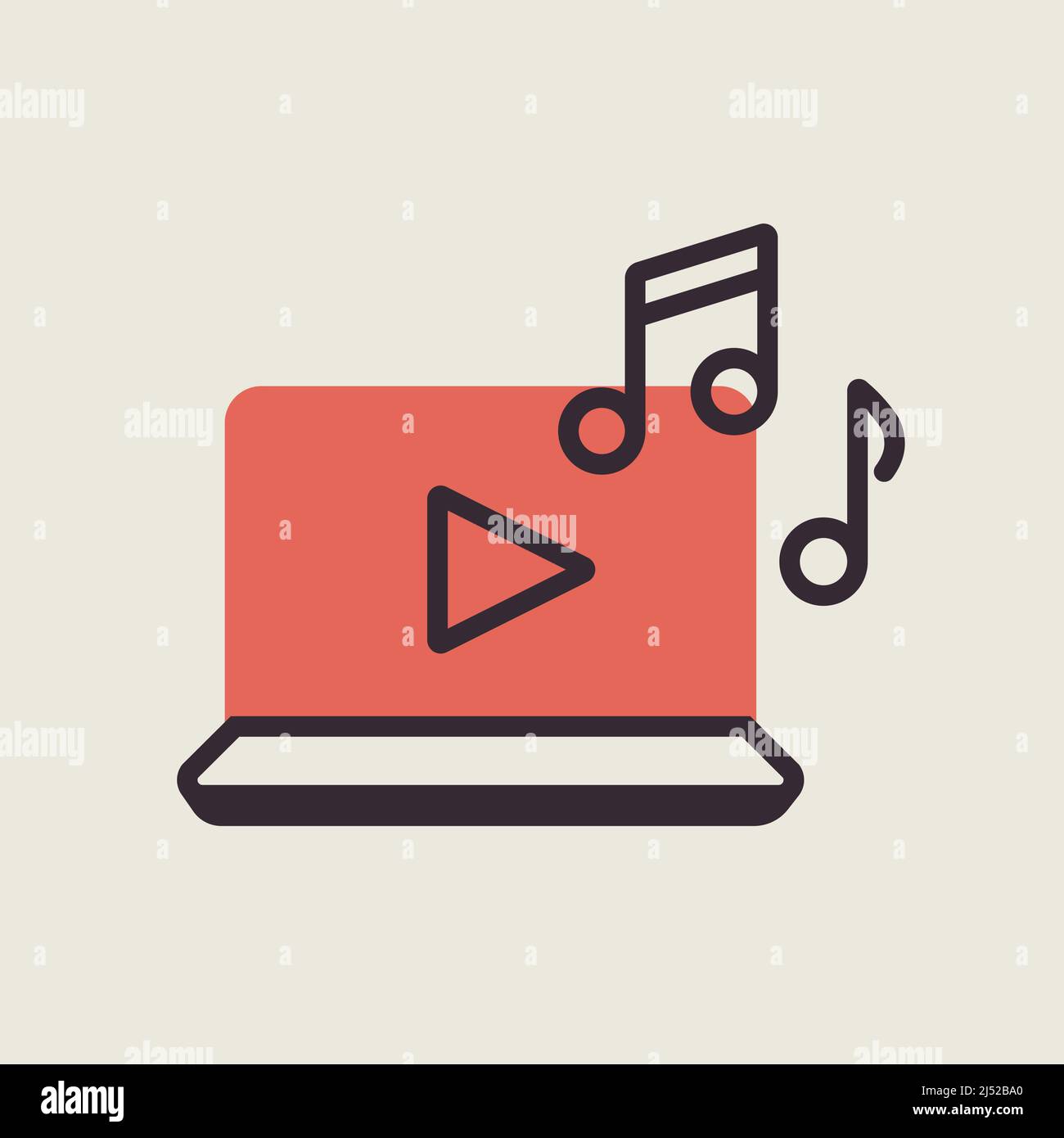 Listen to music on laptop isolated vector icon. Music sign. Graph ...