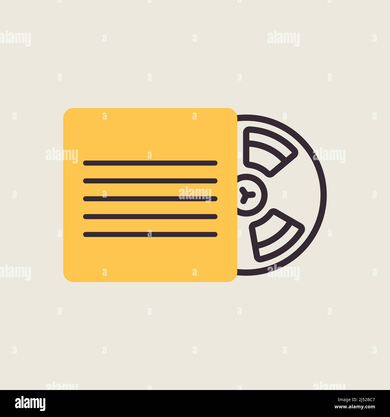 Magnetic tape reel, retro music tape storage isolated vector icon ...