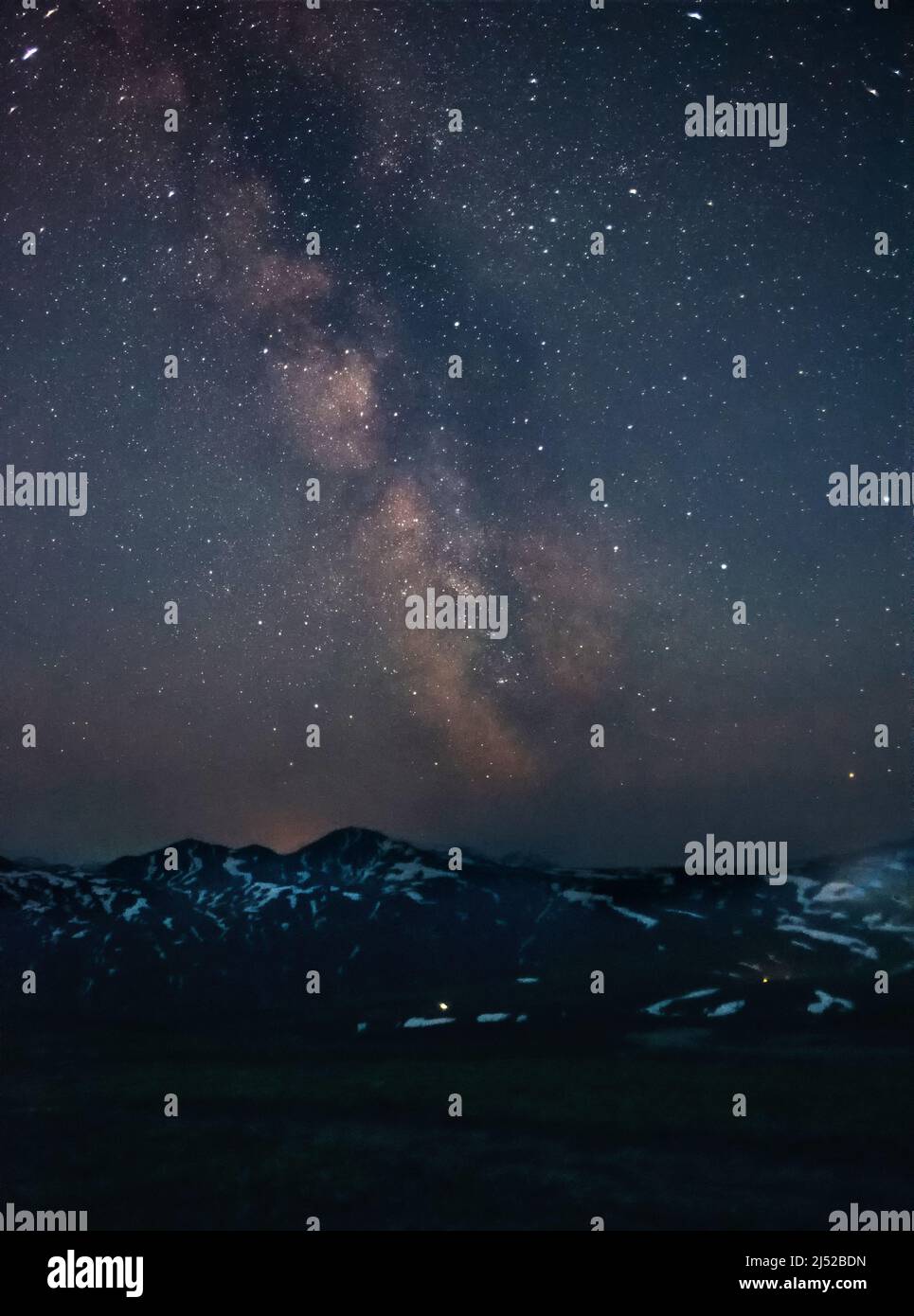 Milky way over the volcanoes of Kamchatka Russia, vertical frame ...