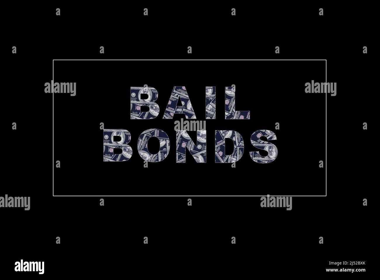 Bail Bonds lettering created with font from USD banknotes on black ...