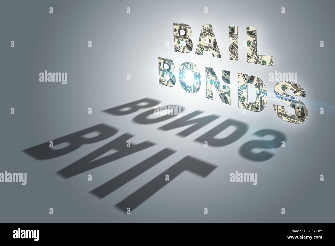 Bail Bonds lettering created with font from USD banknotes casting a ...