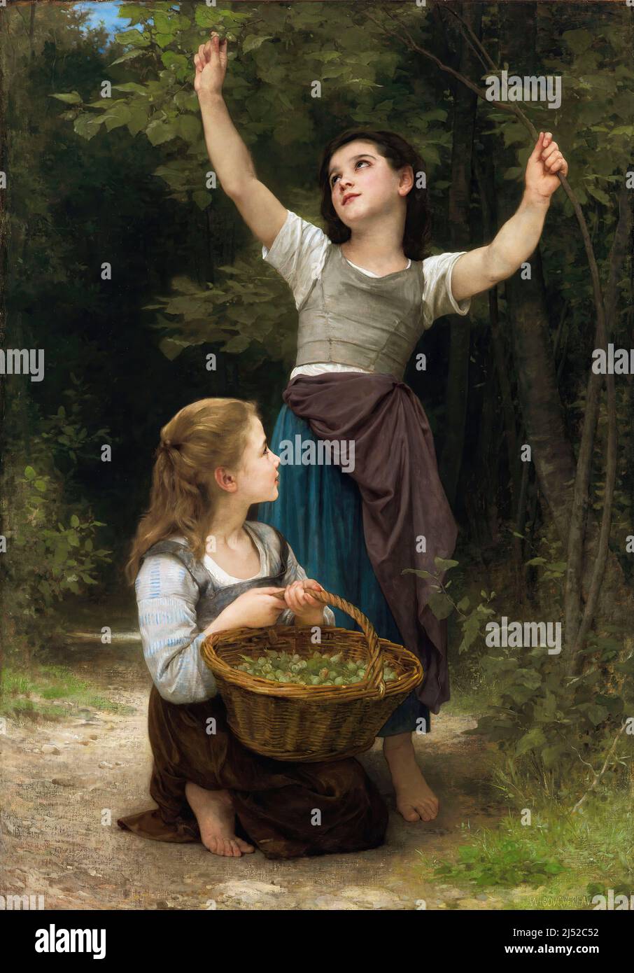 Récolte de noisettes (Harvest of hazelnuts) (1883) oil painting by ...