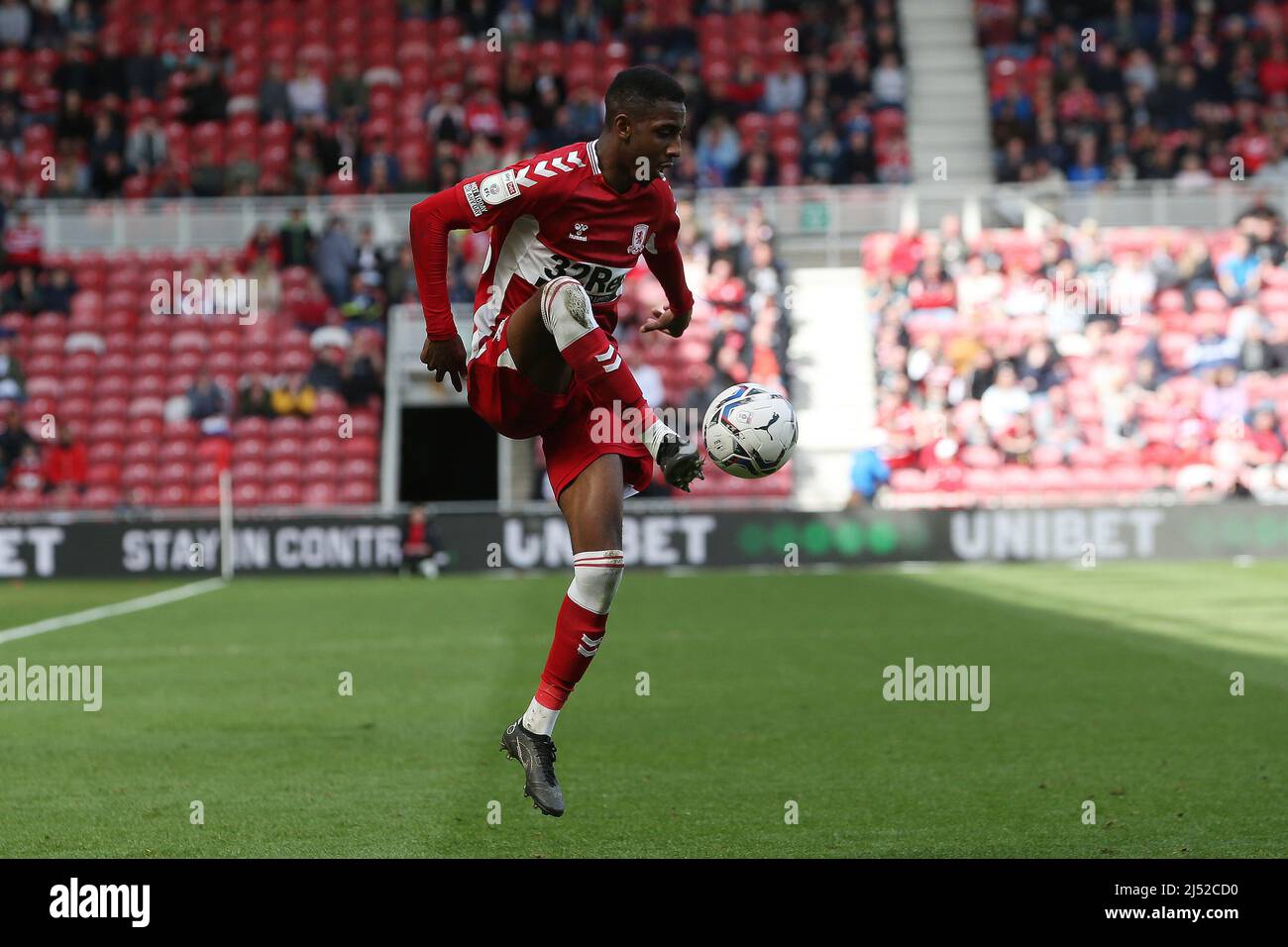 MIDDLESBROUGH, UK. APR 18TH Isaiah Jones of Middlesbrough during the ...