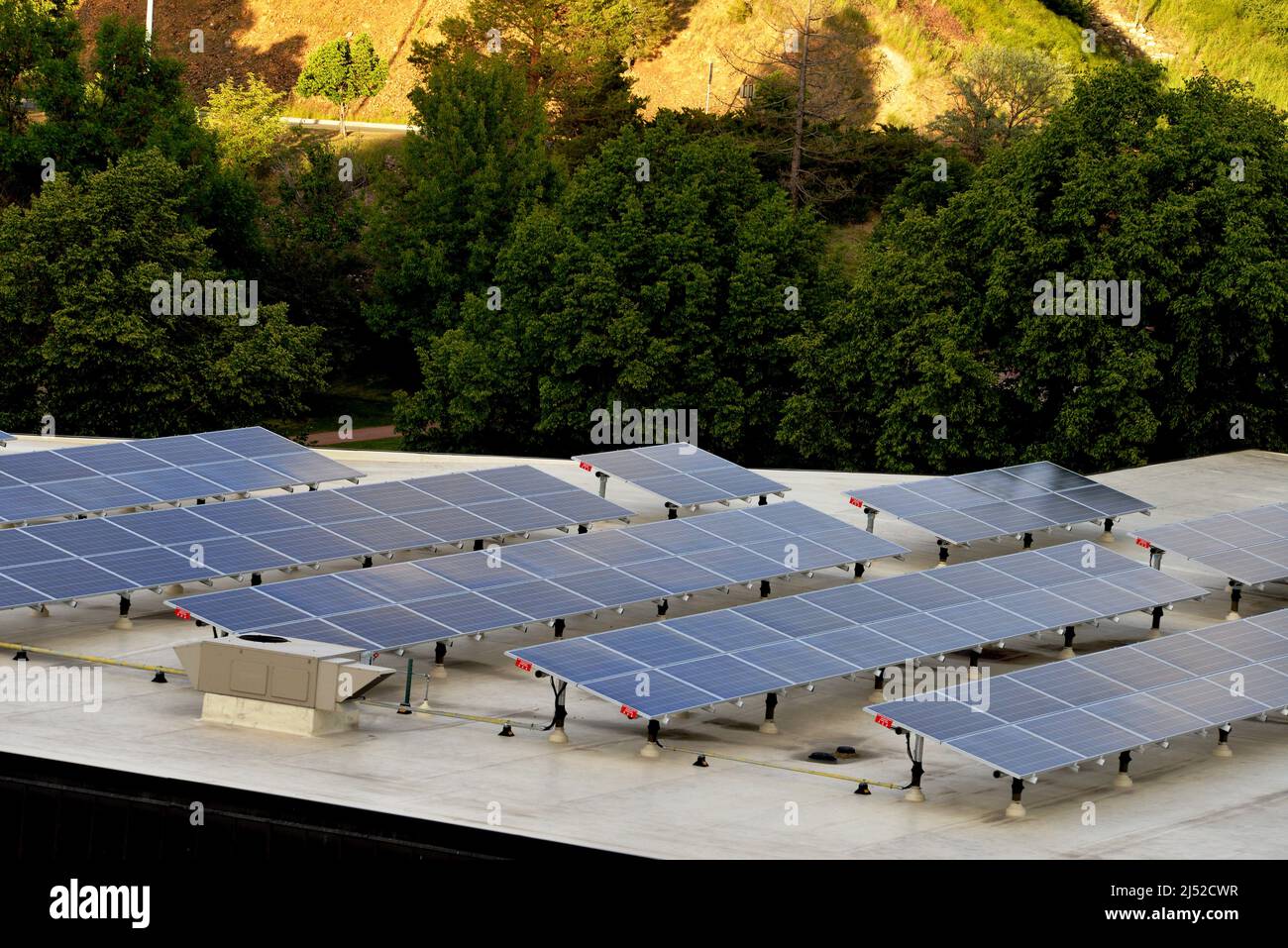 Solar panels on a business rooftop Stock Photo - Alamy